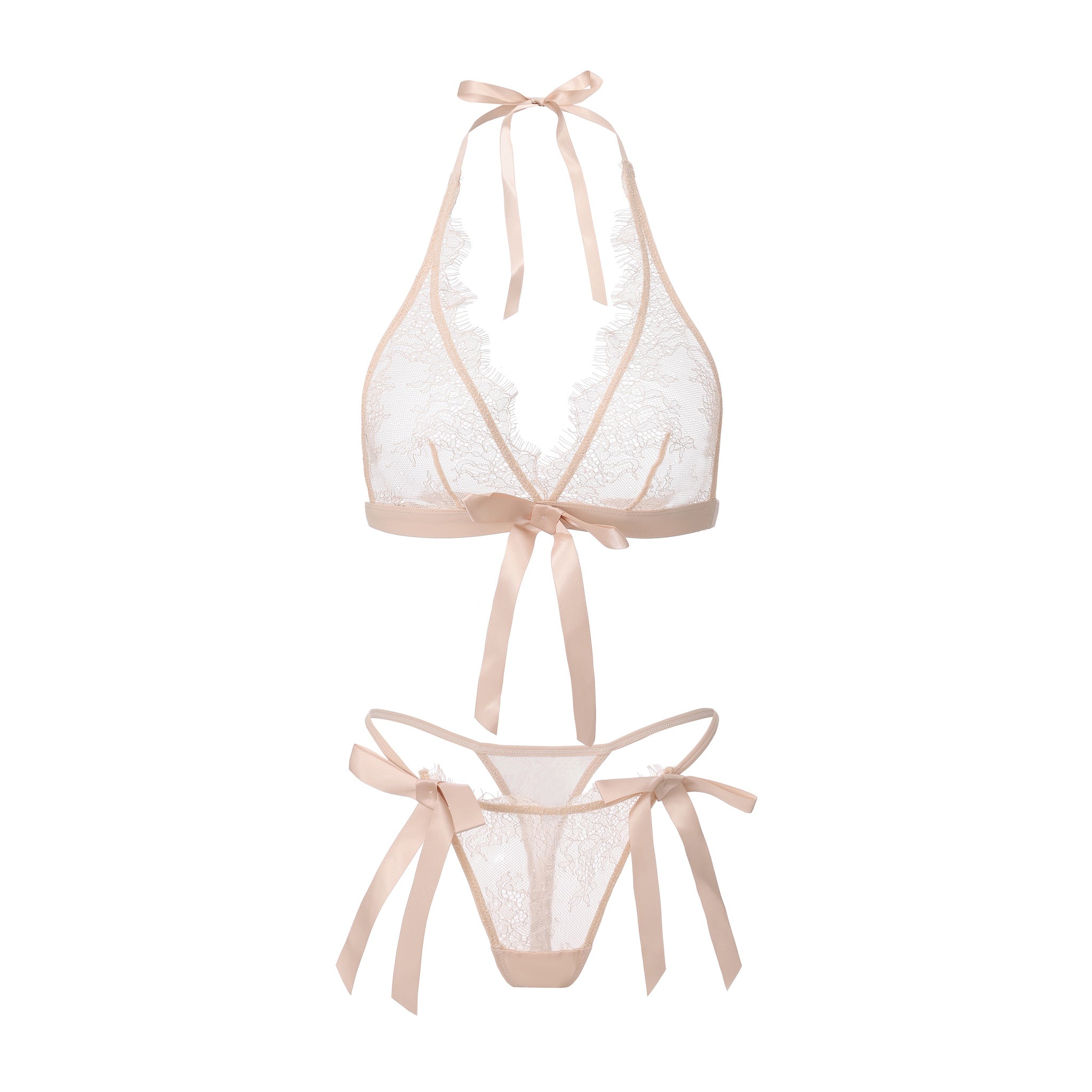 Satin Bow Bralette Set - Coquette Aesthetic Lingerie | RezaFay